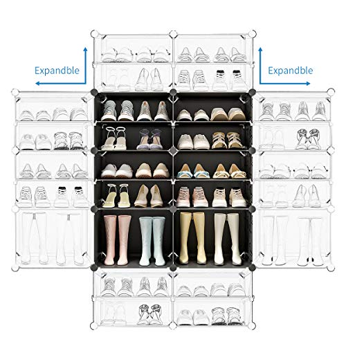 KOUSI Portable Shoe Rack Organizer 64 Pair Tower Shelf Storage Cabinet Stand Expandable for Heels, Boots, Slippers, 8 Tier Black