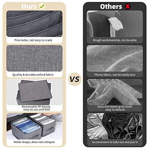 Joqixon Wardrobe Clothes Organizer, Large Jeans Organizer for Closet, Washable Foldable Drawer Organizers for Clothing, Shirt Organizer, Pants, Sweaters, 6 Grid 6 Pack
