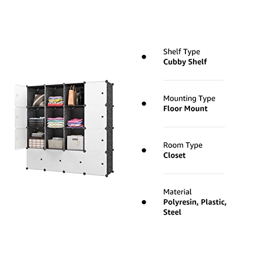 KOUSI Large Cube Storage - (16 Cubes) Organizer Shelves Clothes Dresser Closet Storage Organizer Cabinet Shelving Bookshelf Toy Organizer (56"x18"x56")