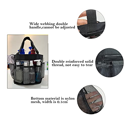 JOYISEN Mesh Shower Caddy with 8 Storage Pockets Hanging Shower Tote Bag for Home Gym Travel Dorm Bathroom Washing Bag Case with Handle