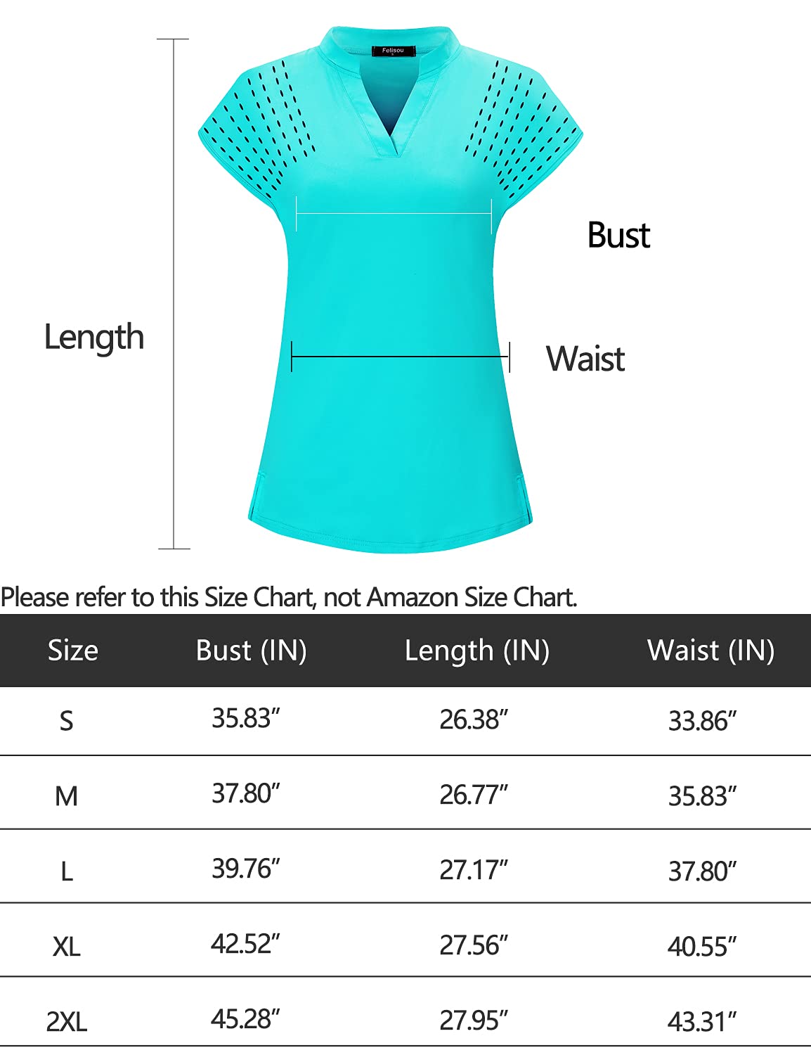 Felisou Women's V Neck Golf Polo Shirt Short Sleeve Sport Workout, Sky Blue, Medium