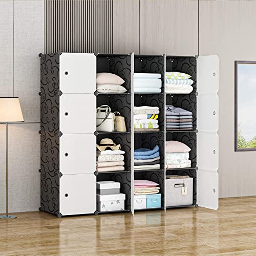 KOUSI Large Cube Storage - (16 Cubes) Organizer Shelves Clothes Dresser Closet Storage Organizer Cabinet Shelving Bookshelf Toy Organizer (56"x18"x56")