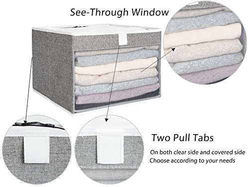 StorageWorks Closet Storage Bins with Clear Window 3 pack, 55L Closet Storage Organizer, Storage Bin with Double-Open Lid