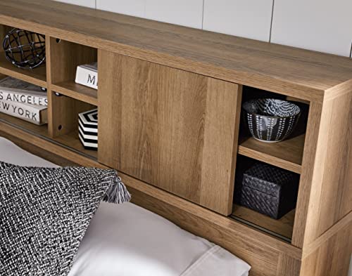 Signature Design by Ashley Thadamere Rustic Storage Headboard with USB Ports, King/California King , Light Brown
