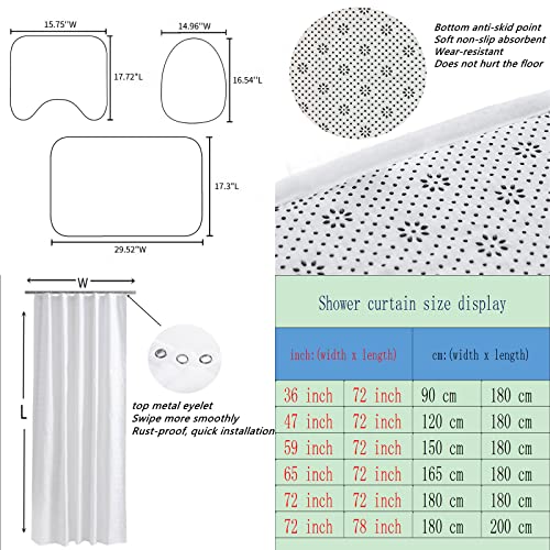 Elephant 4-Piece Set Shower Curtains Waterproof, Animal 3D Shower Curtain Set, with Non-Slip Rug, Toilet Lid Cover and Bath Mat, for Bathroom Decoration with 12 Hooks-65'' X 72''