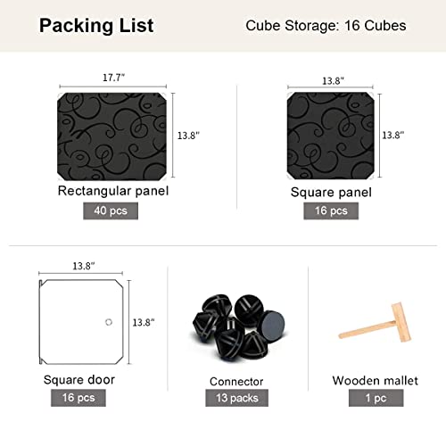 KOUSI Large Cube Storage - (16 Cubes) Organizer Shelves Clothes Dresser Closet Storage Organizer Cabinet Shelving Bookshelf Toy Organizer (56"x18"x56")