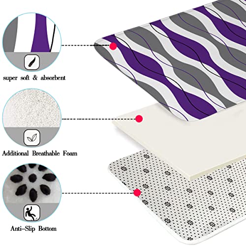 Izayoi 4 Pcs Geometric Shower Curtain Sets Non-Slip Rugs Bath Mat, Toilet Cover, U-Shaped Mat, Abstract Modern Shower Curtain with 12 Hooks, Purplre Bathroom Set