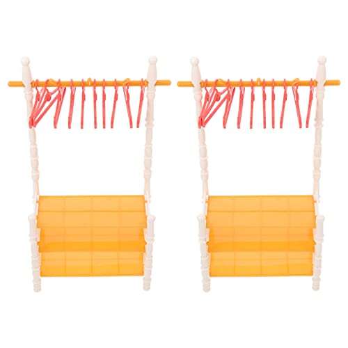 Toyvian Mini Clothes Hanger Rack Doll Dress Up Storage Rack Mini Shoe Rack for Doll Mini Clothes Rack Clothing Rack with Storage Shelf Miniature Wardrobe for Dollhouse, 10.22in