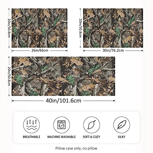 TropicalLife Camo Tree Leaves Pattern Satin Pillowcase Covers Envelope Closure, Rectangular Pillow Cases Decorative Standard Size Camouflage Throw Pillow Cover for Home Hotel Sofa Bed Decor