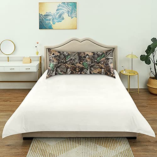 TropicalLife Camo Tree Leaves Pattern Satin Pillowcase Covers Envelope Closure, Rectangular Pillow Cases Decorative Standard Size Camouflage Throw Pillow Cover for Home Hotel Sofa Bed Decor