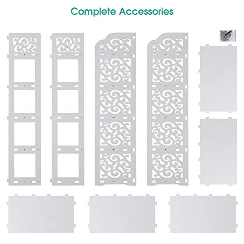 Yosooo 5 Tier Wood Plastic Carved Shoe Rack,White Shoe Cabinet Tall CD Display Storage Organizer Stand Bookshelf