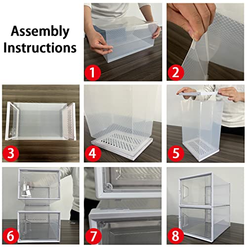 Extra Large Shoe Storage Organizer, 12 Pack Shoe Boxes Clear Plastic Stackable, Shoes Organizer for Closet, Clear Shoe Boxes Stackable, Sneaker Storage for Sneakerheads, Shoe Containers Shoe Bins Shoe Holders, Fit for Men/Women US Size 13