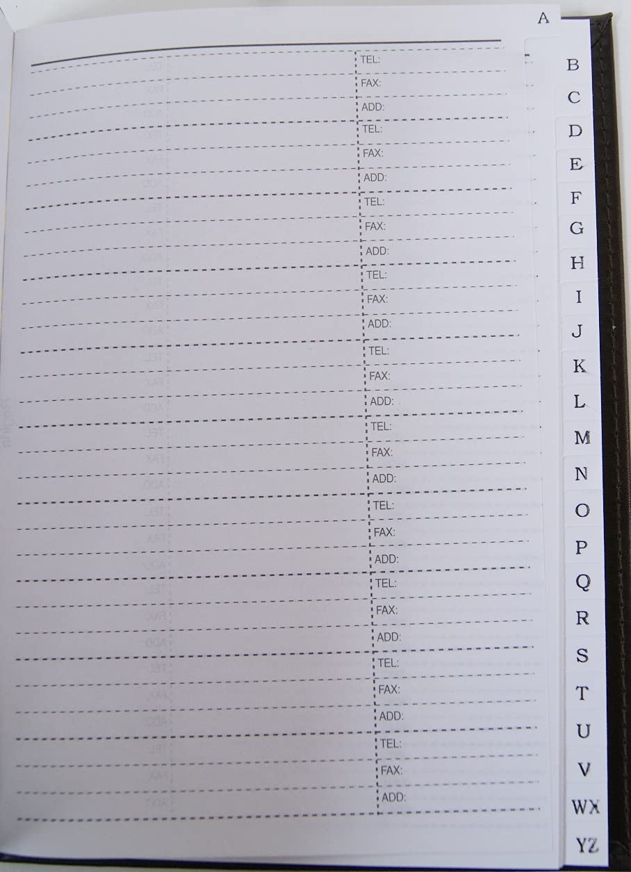 Planners Address & Contacts Book - Faux Brown Leather - 5 x 7 Inches