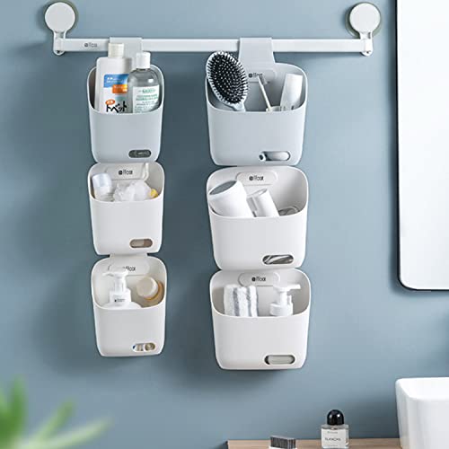 Wuluwala Plastic Hanging Shower Basket, Bath Shower Connecting Organizer Storage Basket with Hook for Bathroom Kitchen Pantry Bathroom Dorm Room