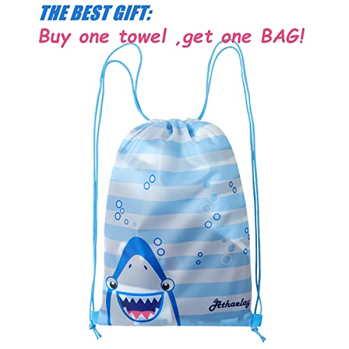 Athaelay Kids Towels with Hood for Bath Beach Pool Toddler Hooded Towel Poncho Swim Cover-ups with Drawstring Bag (Alligator)