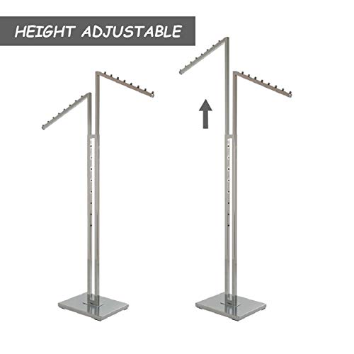 2 Way Garment Rack in Chrome Finish - Corrosion Resistant Fashion Display Rack with Slant Arms. Clothing and Garment Racks