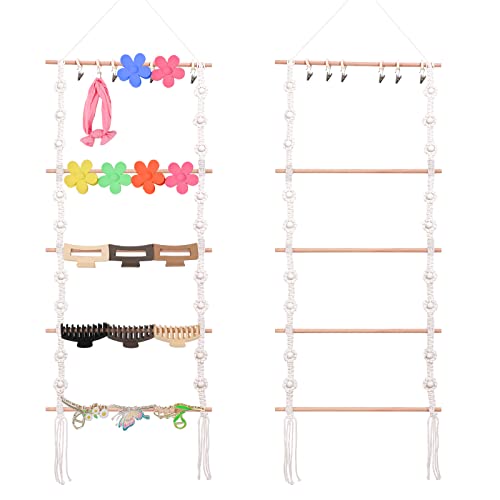 ITingstere Hair Claw Clips Organizer, Hanging Hair Clip Holder and Storage for Women Girls, Large Capacity Bohemian Style Hair Accessories Organizer Claw Clip Hanger Home Decor for Wall,Door,Closet