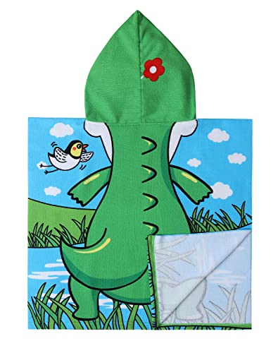 Athaelay Kids Towels with Hood for Bath Beach Pool Toddler Hooded Towel Poncho Swim Cover-ups with Drawstring Bag (Alligator)