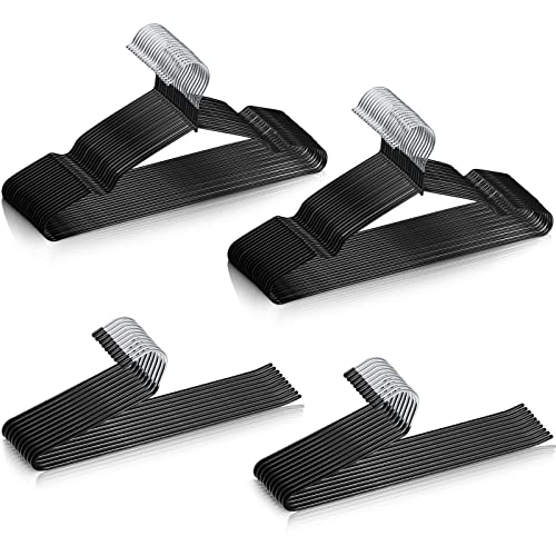 60 Pieces Metal Clothes Hangers Pants Hangers Non Slip Heavy Duty Hangers Open Ended Rubber Metal Jeans Hangers for Clothes Pants Trouser Slacks Jeans Blanket