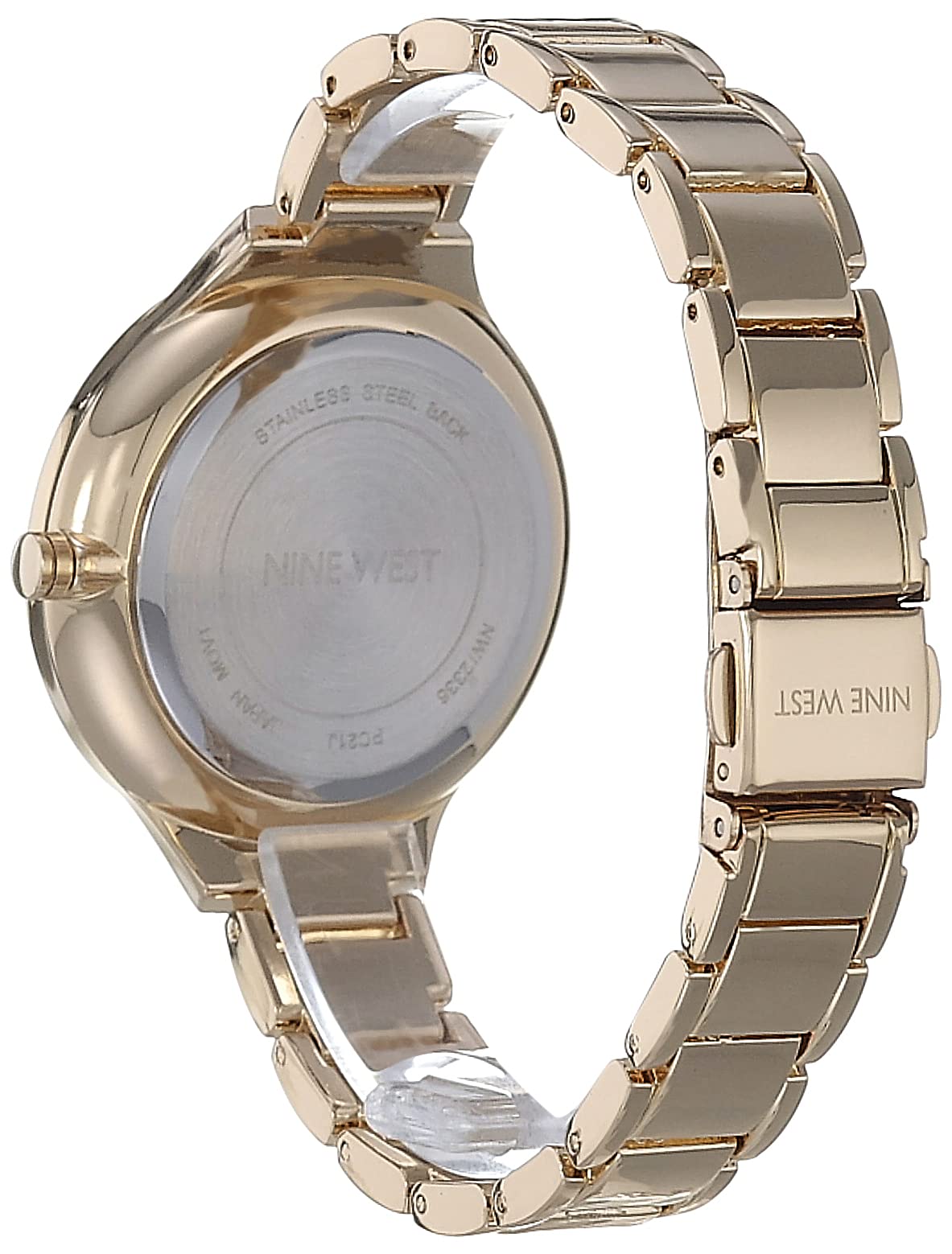 Nine West Women Japanese Quartz Dress Watch with Metal Strap, Gold, 12 (Model: NW/2336GNGB)
