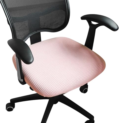 FORCHEER Office Desk Chair Seat Covers Jacquard Fabric Computer Chair Seat Cushion Slipcovers-Pink