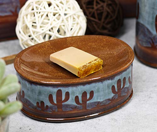 Ebros Rustic Southwestern Desert Cactus Arizona Wilderness Bathroom Accent Resin Figurine Accessories Western Country Cabin Lodge Decorative (5 Piece Bathroom Set)