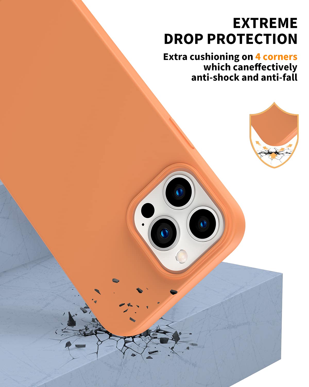 Amytor Designed for iPhone 13 Pro Max Case, Silicone Ultra Slim Shockproof Phone Case with Soft Anti-Scratch Microfiber Lining, [Enhanced Camera Protection] 6.7 inch (Coral)
