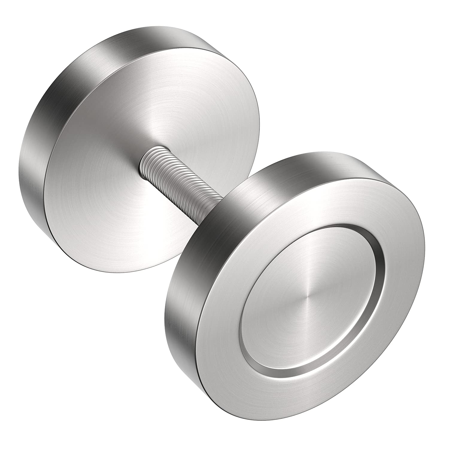 WINSOON Sliding Barn Door Handles Stainless Steel Round Recessed Knob Flush Pulls for Sliding Doors, Modern Hardware Kit with Threaded Rod, Brushed Nickel