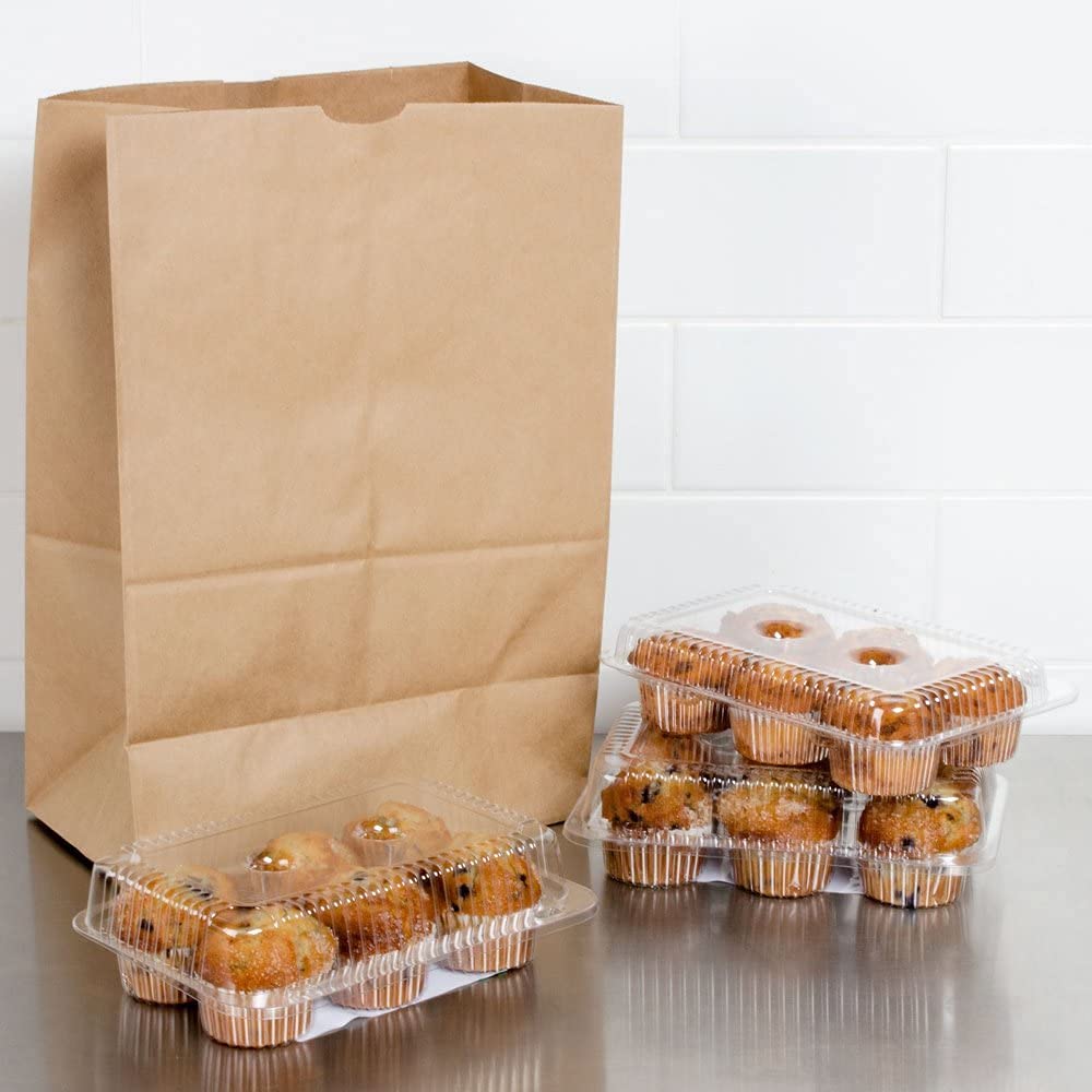 Shop&Save Large Paper Grocery Bags, 12x7x17 Kraft Brown Heavy Duty Barrel Sack 57 Lbs ,Grocery Shopping Takeout Bags 25