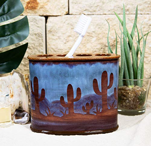 Ebros Rustic Southwestern Desert Cactus Arizona Wilderness Bathroom Accent Resin Figurine Accessories Western Country Cabin Lodge Decorative (5 Piece Bathroom Set)