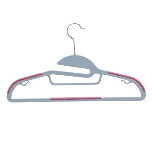 BriaUSA Dry Wet Clothes Hangers Amphibious Pink with Non-Slip Shoulder Design, Steel Swivel Hooks – Set of 10
