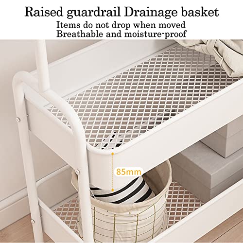 ZBYL Clothing Rolling Wardrobe Garment Rack with Wheels, Metal Clothes Closet Rack with Bottom Shelf, Portable Organizer Standard Rod with Hooks for Hanging Clothes, 68×160cm