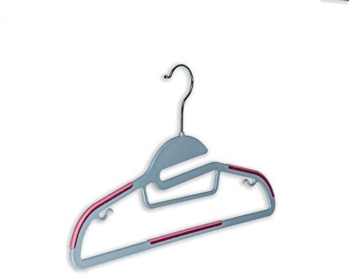 BriaUSA Dry Wet Clothes Hangers Amphibious Pink with Non-Slip Shoulder Design, Steel Swivel Hooks – Set of 10