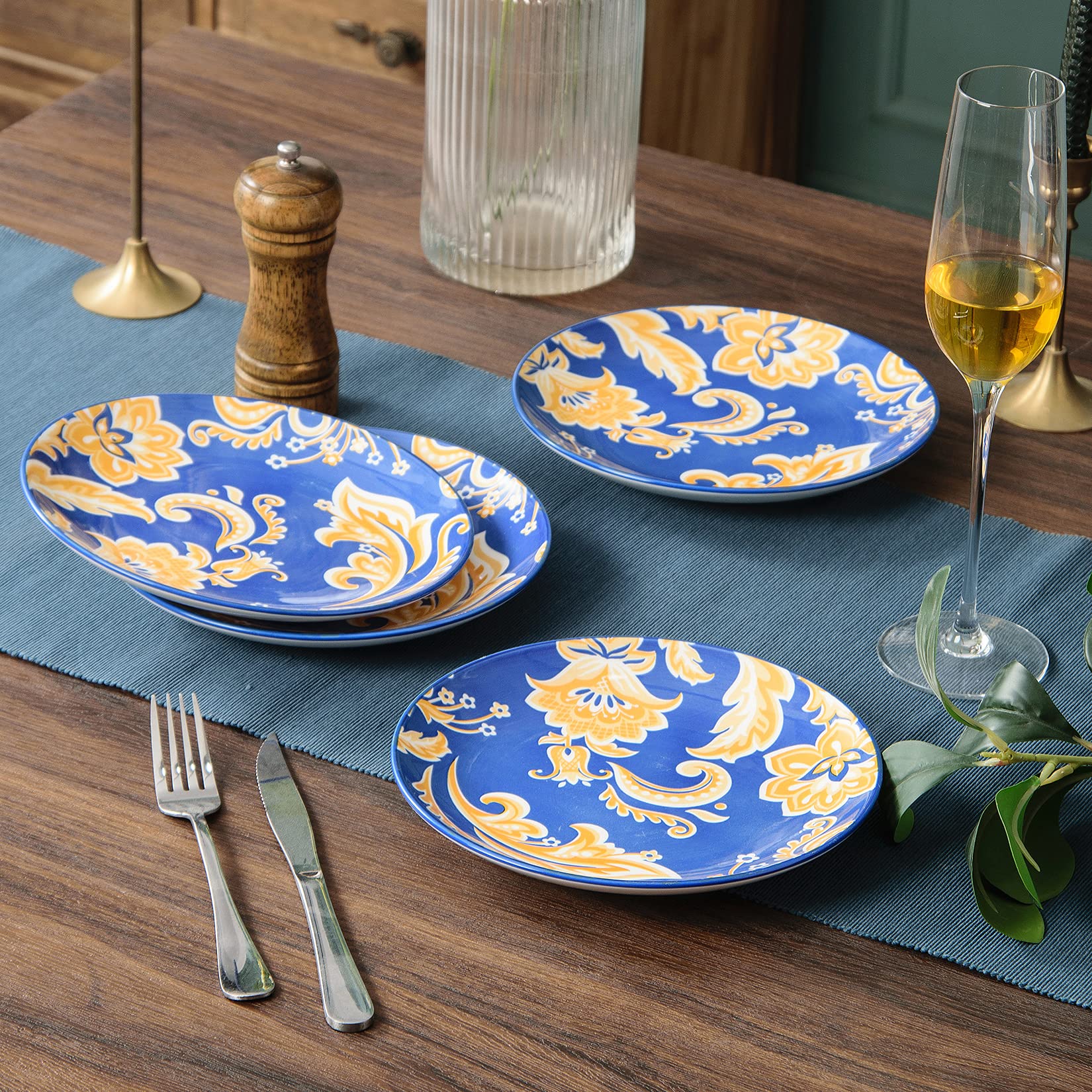 Wisenvoy Plates and Bowls Sets Dish Set Ceramic Dinnerware Sets Plate Set Porcelain Dishes Set for 4 Dinner Plates