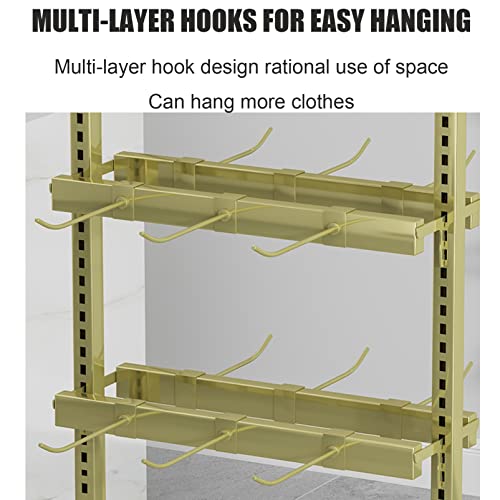 Retail Shelves Clothing Store Display Fixture, Mall Exhibition Accessory Organizer Rack with Hooks, Garment Hanger Floorstanding Jewelry Holder Keyring Shelf Sock Storage Stand, Hangbag Purse Rack