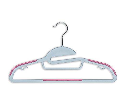 BriaUSA Dry Wet Clothes Hangers Amphibious Pink with Non-Slip Shoulder Design, Steel Swivel Hooks – Set of 10