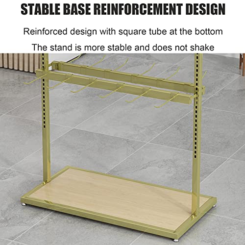 Retail Shelves Clothing Store Display Fixture, Mall Exhibition Accessory Organizer Rack with Hooks, Garment Hanger Floorstanding Jewelry Holder Keyring Shelf Sock Storage Stand, Hangbag Purse Rack