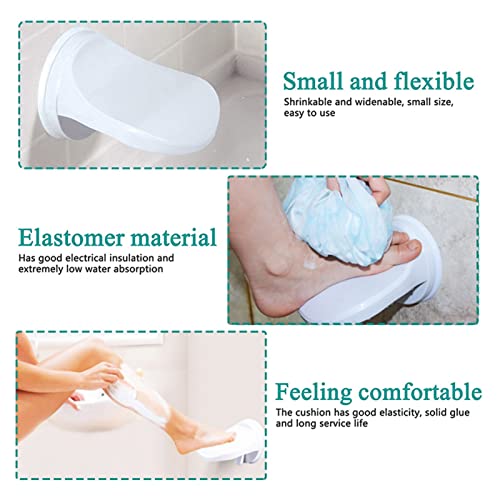 Shower Foot Rest, Plastic Bathroom Foot Rest Shower Shaving Leg Aid Foot Rest Suction Cup Step Pedicure Foot Rest for Home Hotel Bathroom Use, Foot Stand for Shower, White