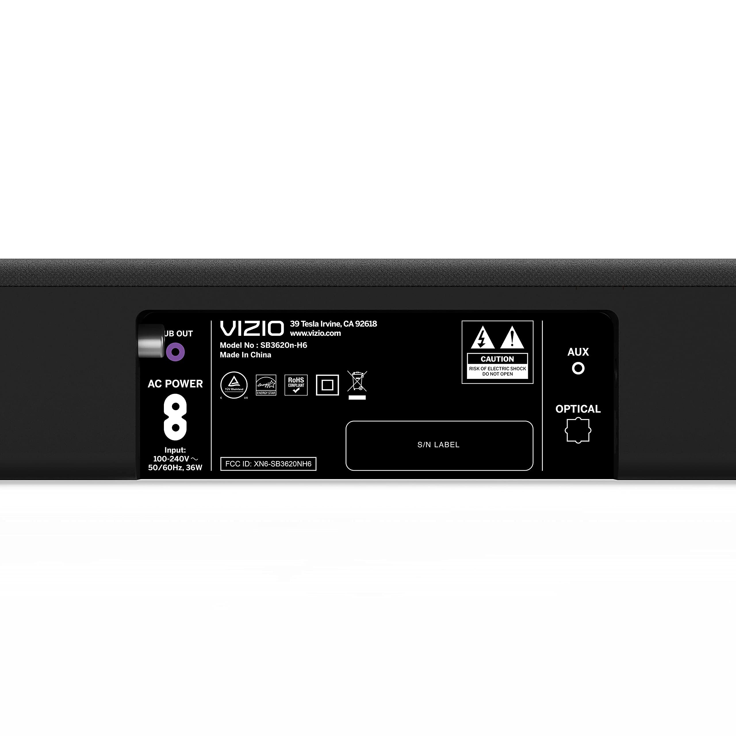 VIZIO 2.0 Home Theater Sound Bar (SB3620n-H6) (Renewed)