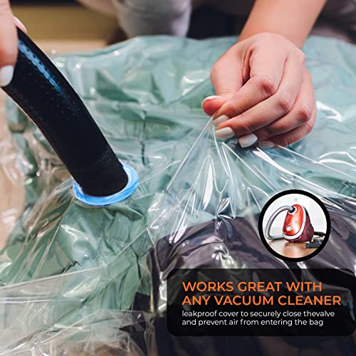 Premium Vacuum Storage Bags 24β x 32β By PackageZoom Space Saving Double-Zip Seal Packing Bags With Hand-Pump For Travel Use Vacuum Sealer Compression Bags For Comforters, Blankets, Clothes, Bedding - 5 Pack