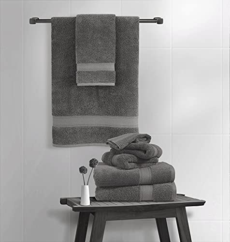 LANE LINEN 16PC Bath Towels Bathroom Set - Space Grey for 100% Cotton Towel Luxury Highly Absorbent Shower 4 Hand 8 Washcloths