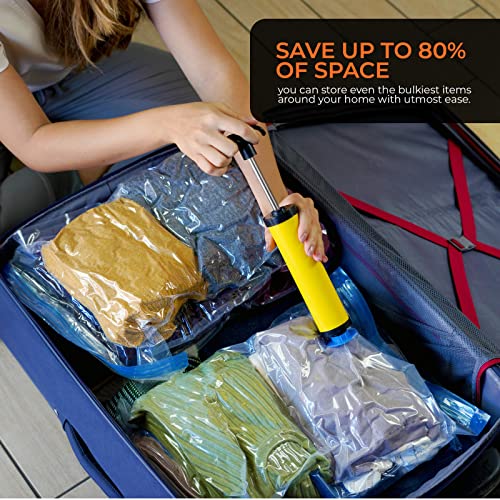 Premium Vacuum Storage Bags 24β x 32β By PackageZoom Space Saving Double-Zip Seal Packing Bags With Hand-Pump For Travel Use Vacuum Sealer Compression Bags For Comforters, Blankets, Clothes, Bedding - 5 Pack