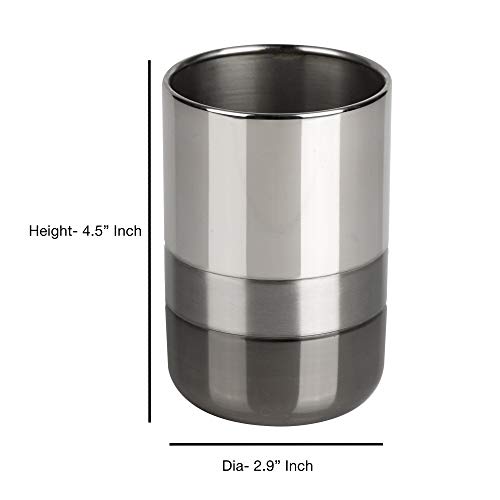 nu steel (Set of 4 Triune Bath Accessory Set in 3-Tone Shiny Gray Stainless Steel for Bathrooms & Vanity Spaces