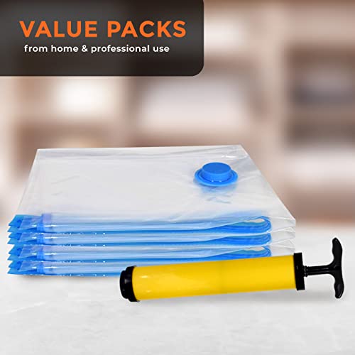 Premium Vacuum Storage Bags 24β x 32β By PackageZoom Space Saving Double-Zip Seal Packing Bags With Hand-Pump For Travel Use Vacuum Sealer Compression Bags For Comforters, Blankets, Clothes, Bedding - 5 Pack