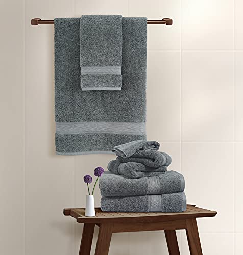 LANE LINEN 100% Cotton Bath Towels for Bathroom Set-Space Grey Bath Towel Set, 2 Luxury Bath Towels Extra Large, 4 Space Grey Hand Towels for Bathroom and 4 Washcloths Sets- 10 PC Bathroom Towels Set