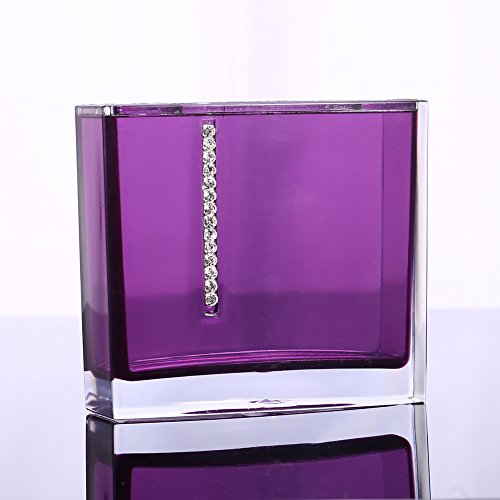 5 PCS Purple Bathroom Accessory Set, Acrylic Bathroom Decor Sets Accessories, Square Purple Bathroom Sink Set, with Emulsion Bottle Tooth Brush Holder Soap Dish Gargle Cup, for Home Hotel Travel