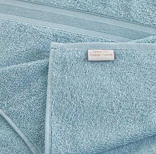All Design Quick-Dry, High Absorbent 100% Cotton Towels for Bathroom Guests Pool Gym Camp Travel College Dorm (4 Piece Washcloth Set, Blue)