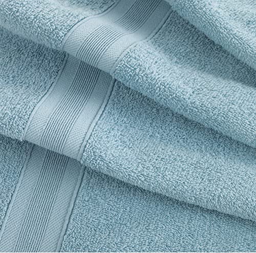 All Design Quick-Dry, High Absorbent 100% Cotton Towels for Bathroom Guests Pool Gym Camp Travel College Dorm (4 Piece Washcloth Set, Blue)
