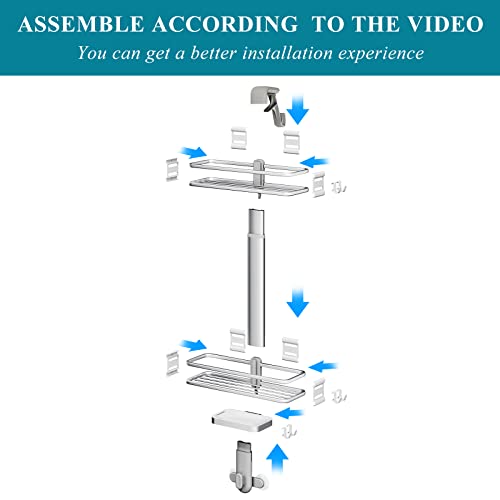 Parosan Shower Caddy, 3 Tier Adjustable Aluminum Bathroom Hanging Shower Organizer Over The Door, Rustproof Shower Shelves with Soap Holder Razor Holder for Bathroom Storage