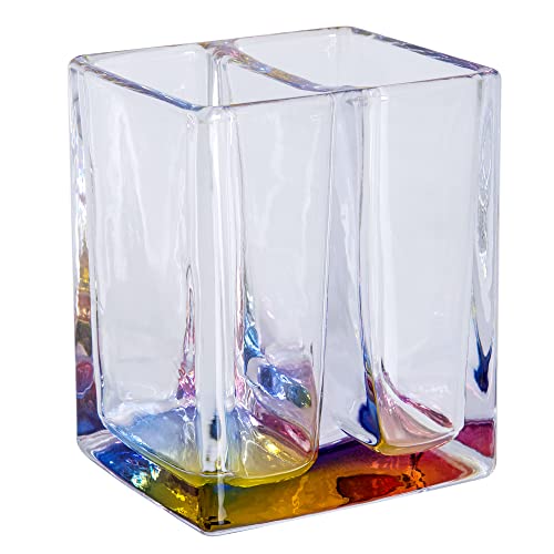 Allure Home Creation Spectrum 3-Piece Glass Bathroom Accessory Set-Soap Dispenser/Toothbrush Holder/Tumbler